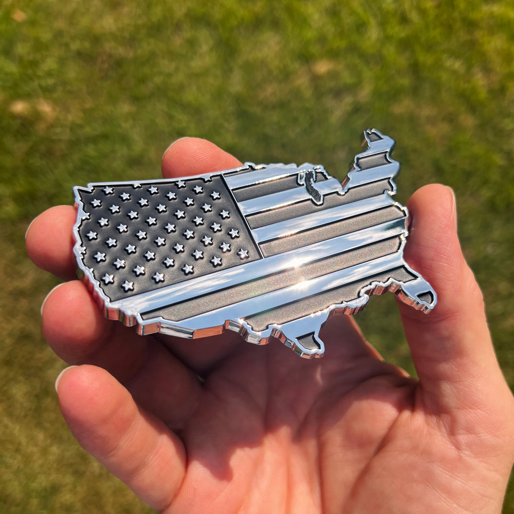 the USA Chrome Car Badge | Grateful Fred