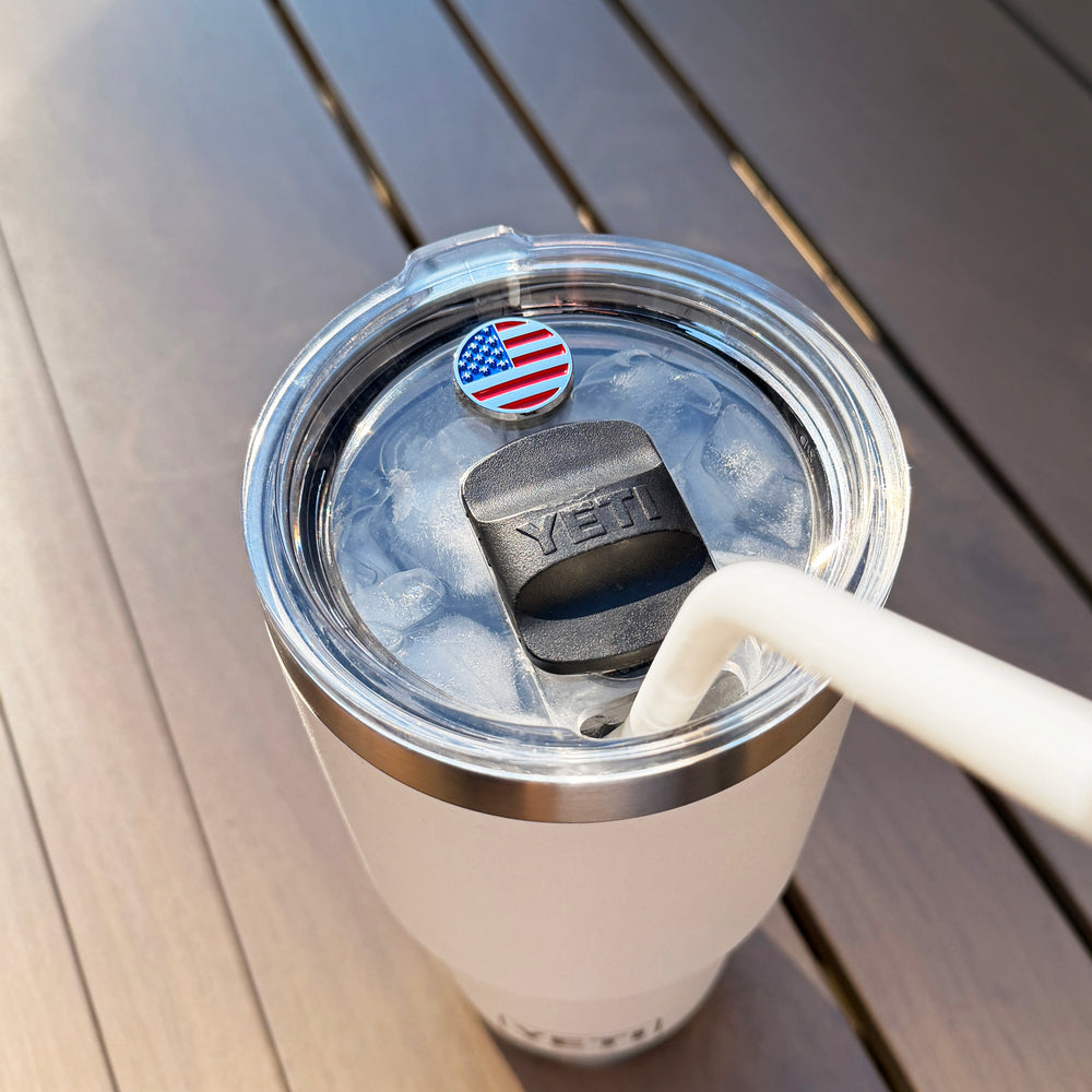 the MINI ROUND USA FLAG Chrome Car Badge | Grateful Fred