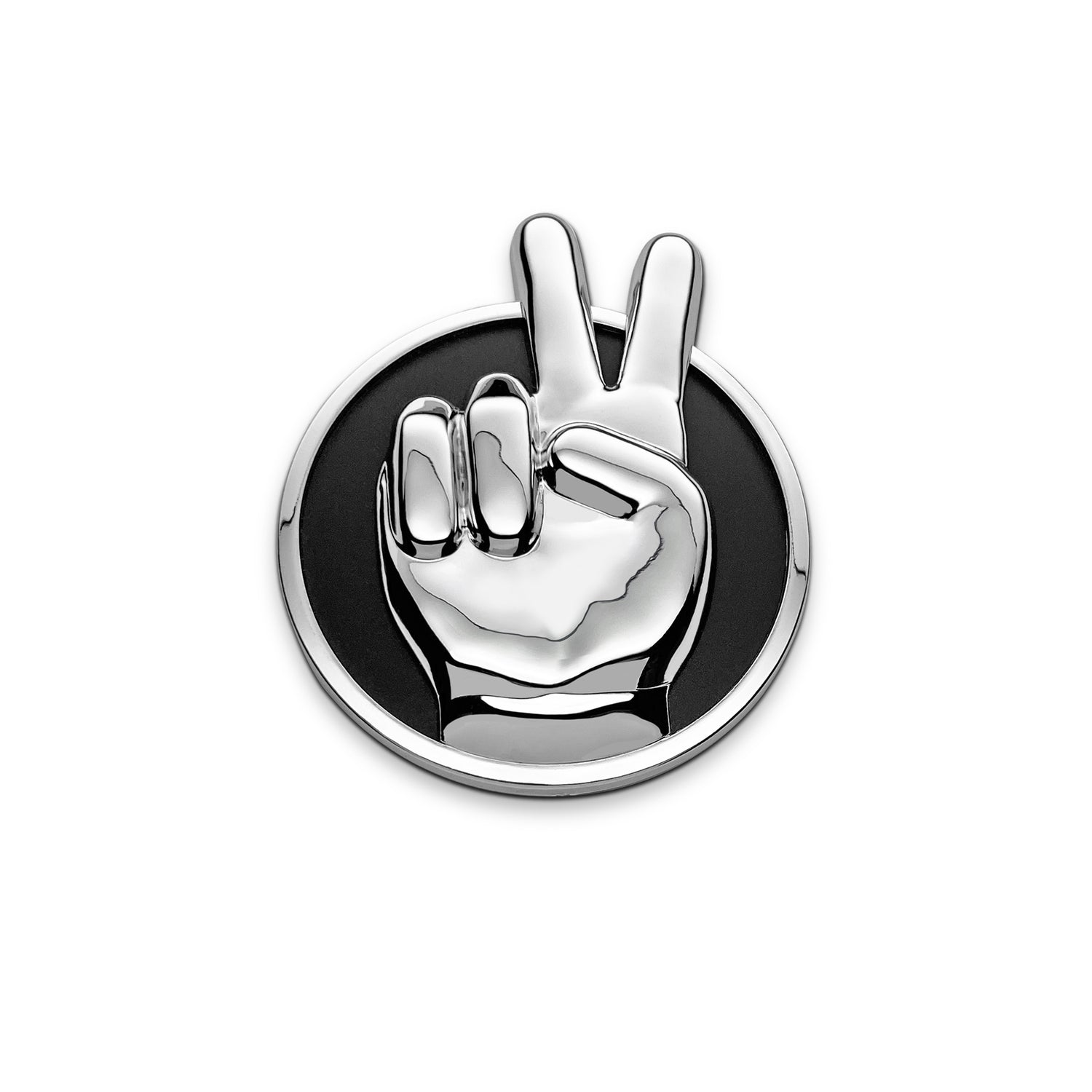 the PEACE OUT Chrome Car Badge | Grateful Fred