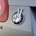 the PEACE OUT Chrome Car Badge | Grateful Fred