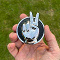 the PEACE OUT Chrome Car Badge | Grateful Fred