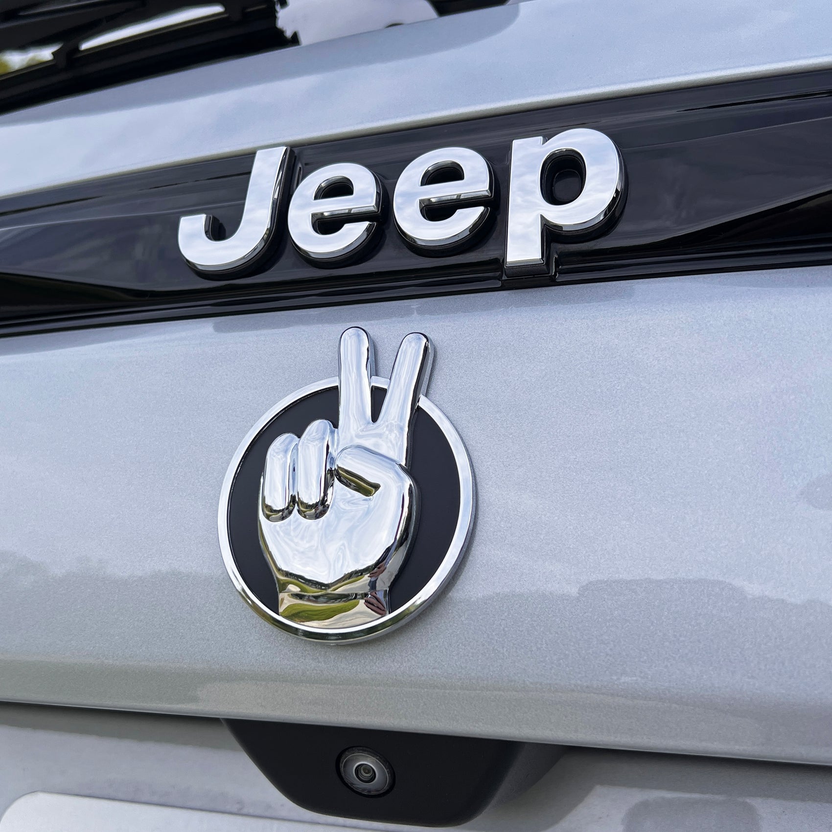 the PEACE OUT Chrome Car Badge | Grateful Fred