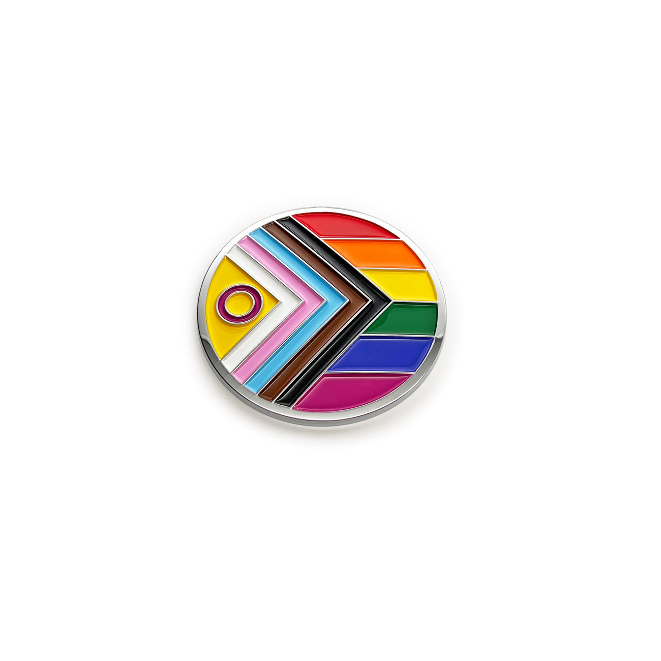 the PROGRESSIVE PRIDE Chrome Badge | Grateful Fred