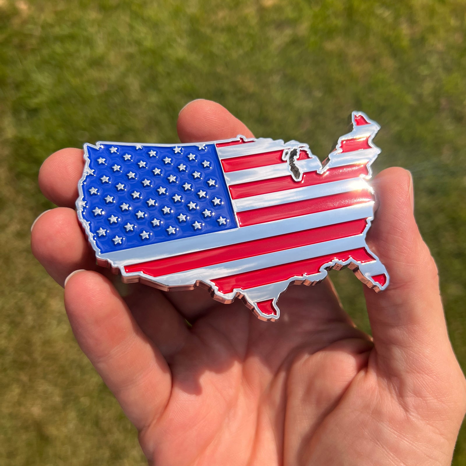 the USA Chrome Car Badge | Grateful Fred