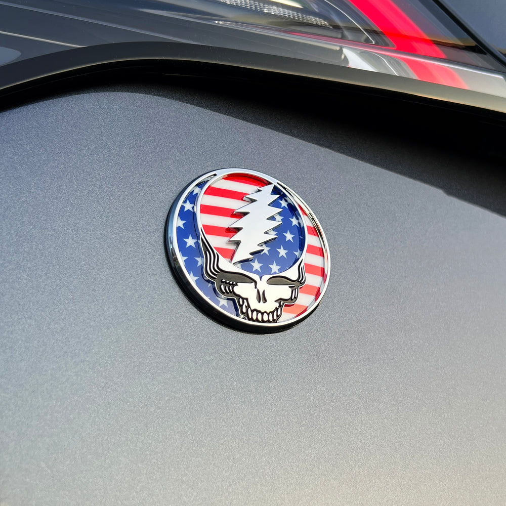 the STARS + STRIPES STEALIE Chrome Car Badge | Grateful Fred